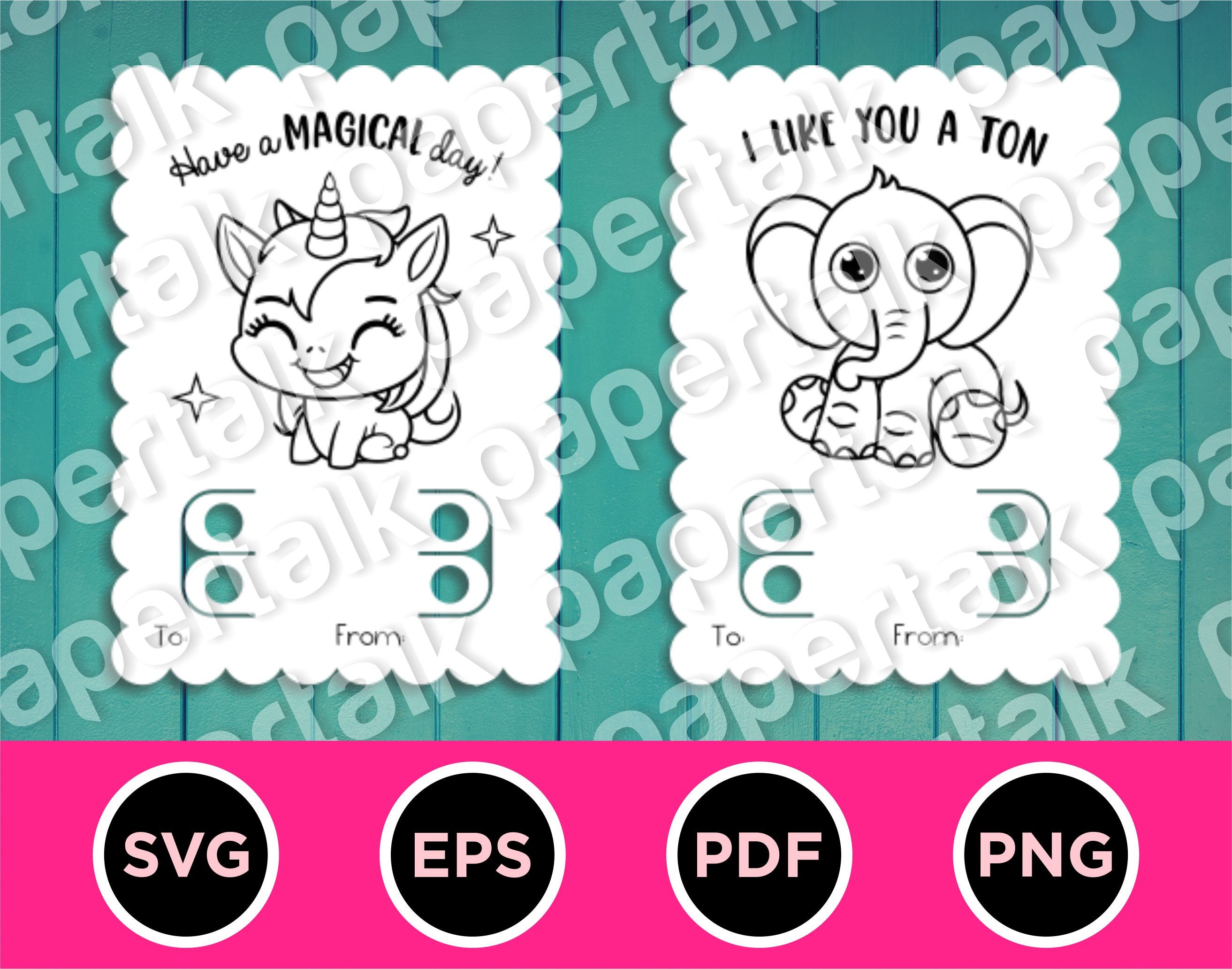Valentine's Coloring Cards SVG Bundle: Animal Crayon Holder (printable ...