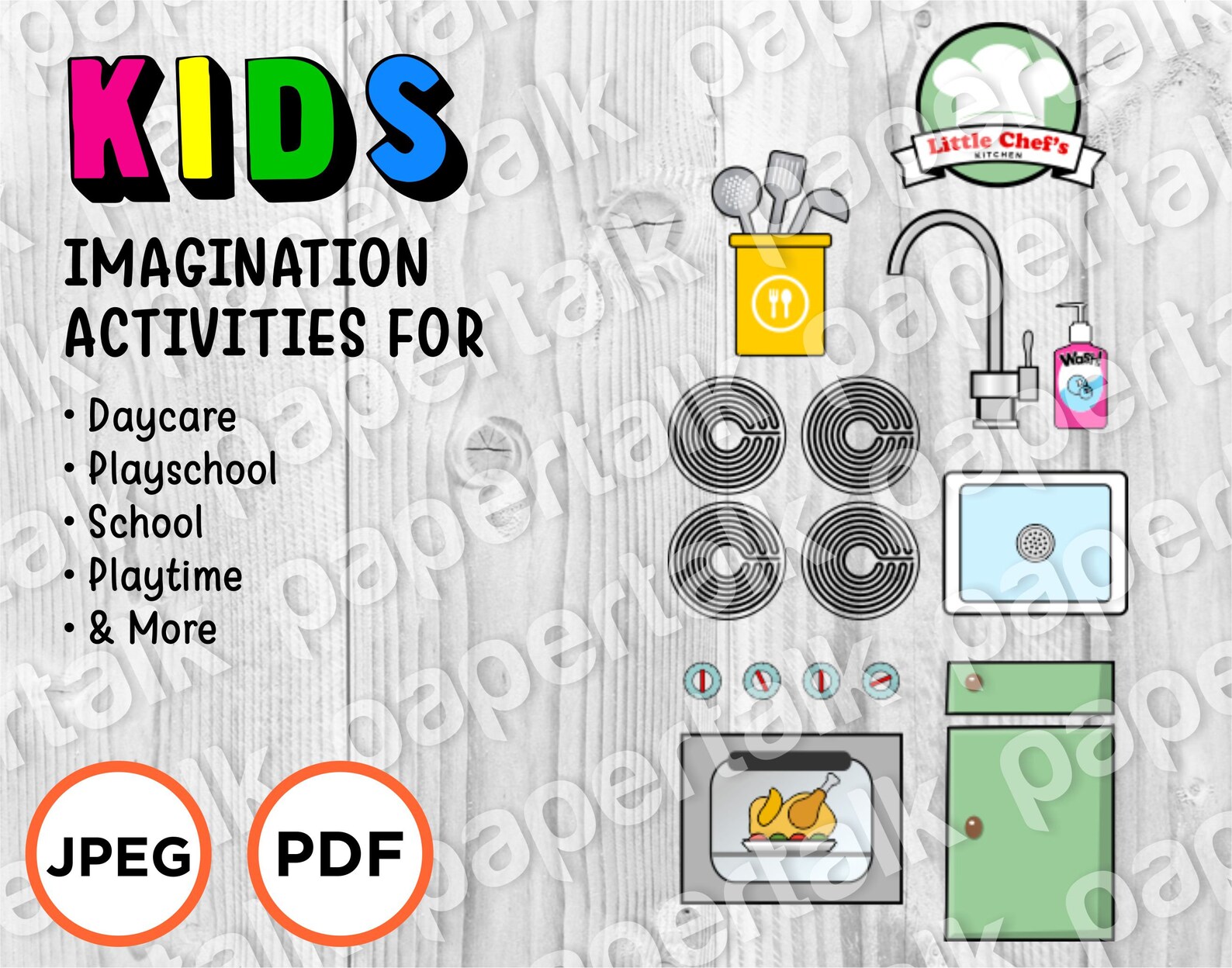 Kids Kitchen Printables,imagination,play,diy Kitchen,activities ...