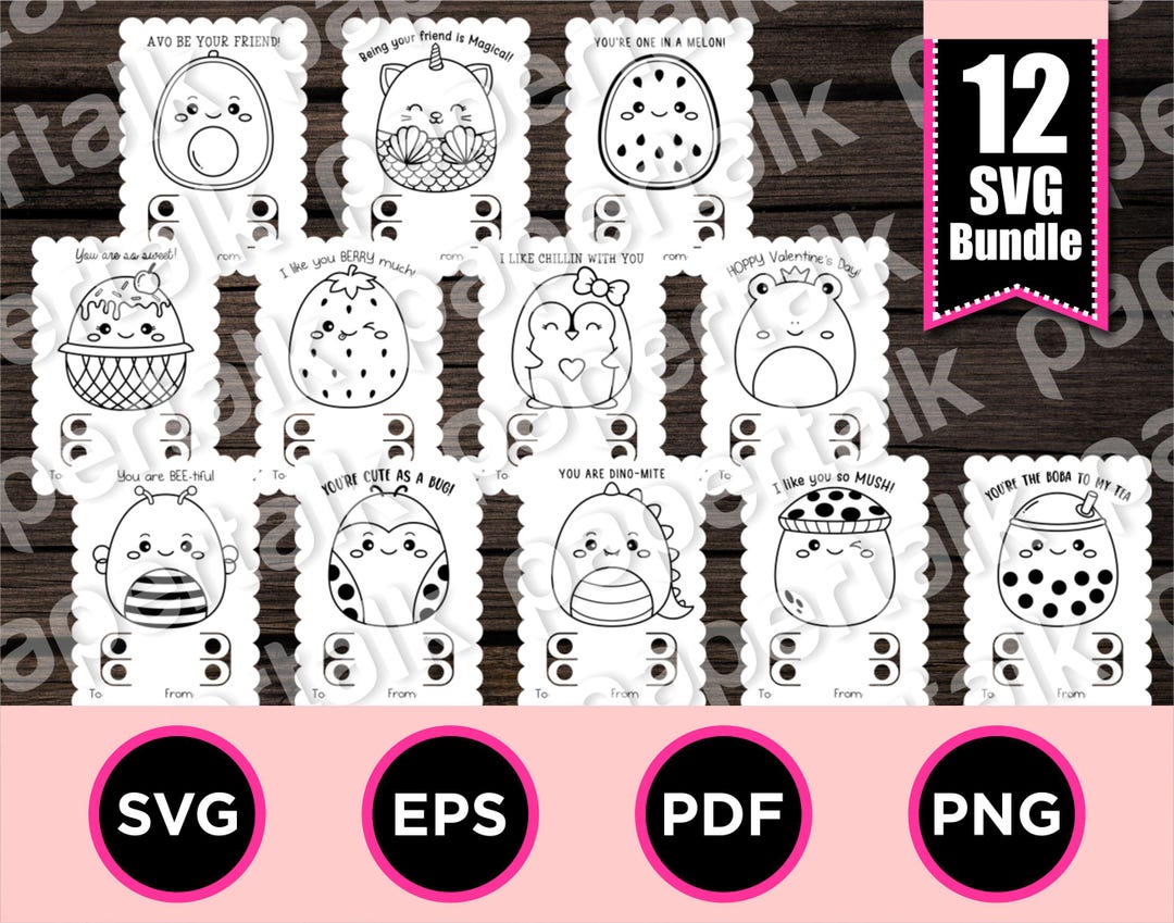 Valentine's Coloring Cards SVG Bundle,crayon Holder, Valentines Day ...