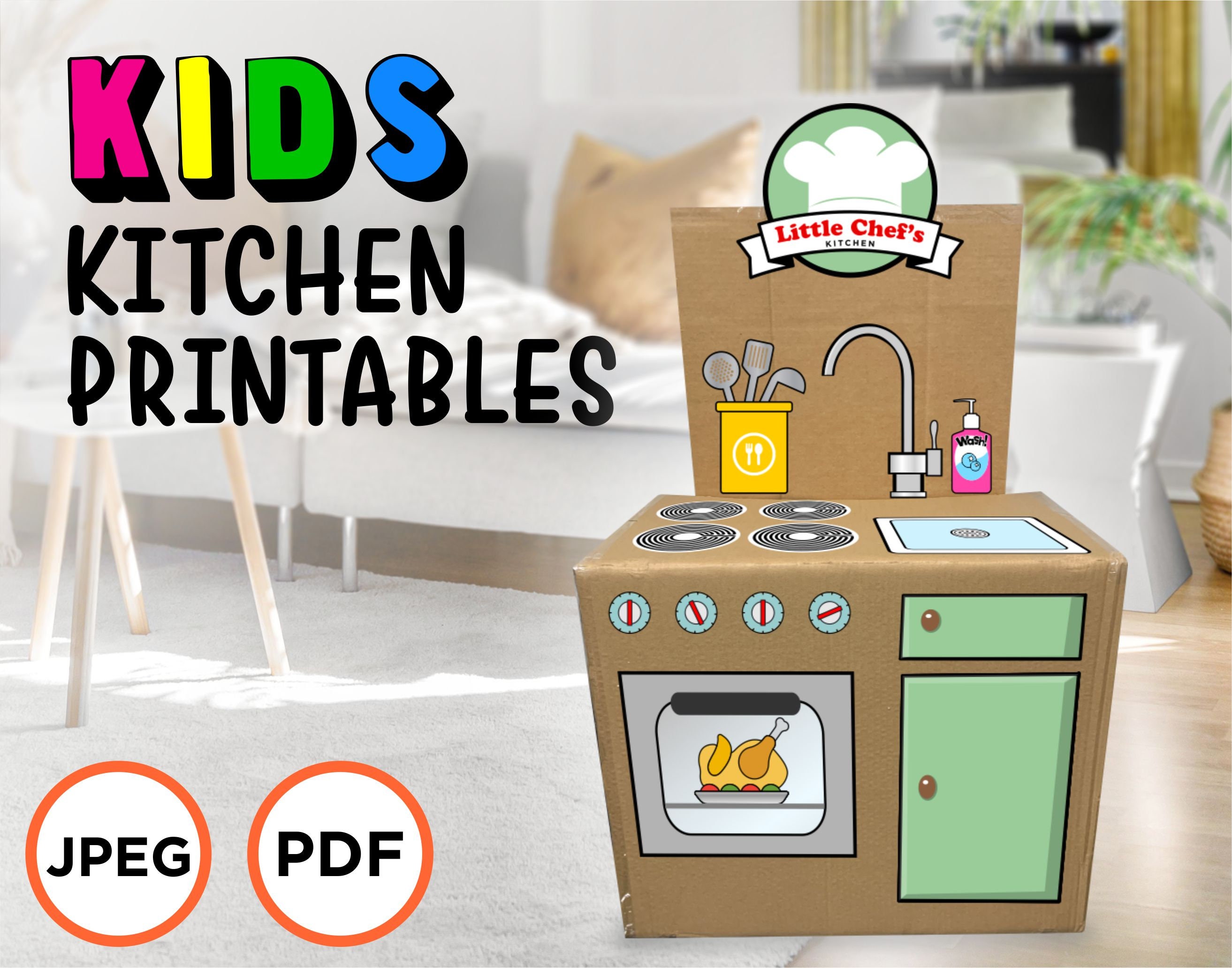 Kids Kitchen Printables,imagination,play,diy Kitchen,activities ...