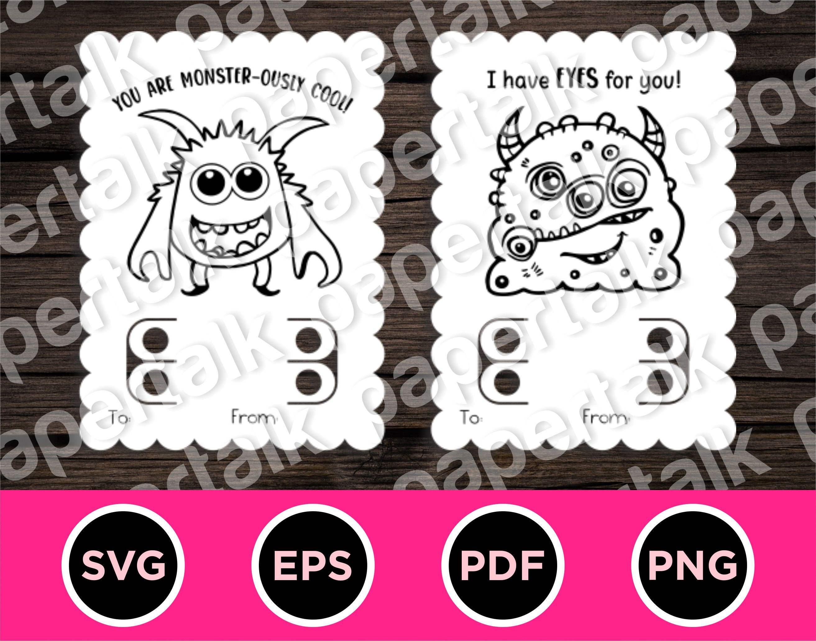 Monster Coloring Valentine Cards SVG Bundle,happy Valentines,card ...
