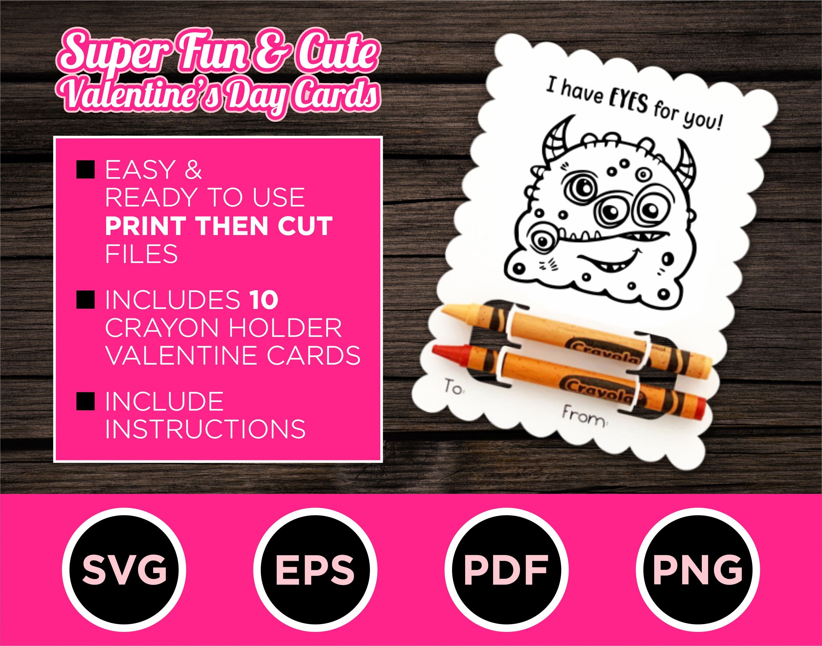 Monster Coloring Valentine Cards SVG Bundlehappy - Etsy