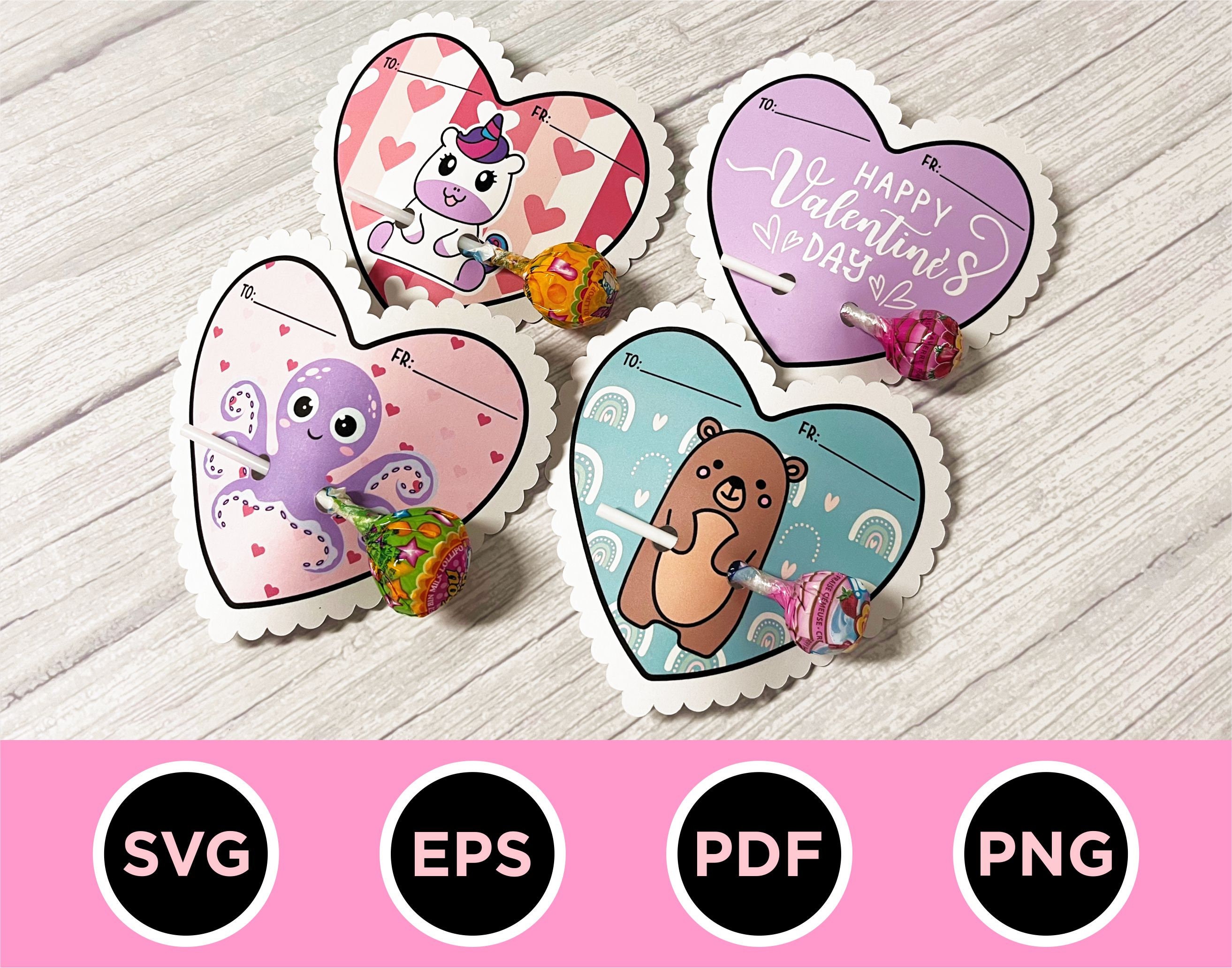 Lollipop Holder Valentine Cards SVG Bundle,happy Valentines,school ...