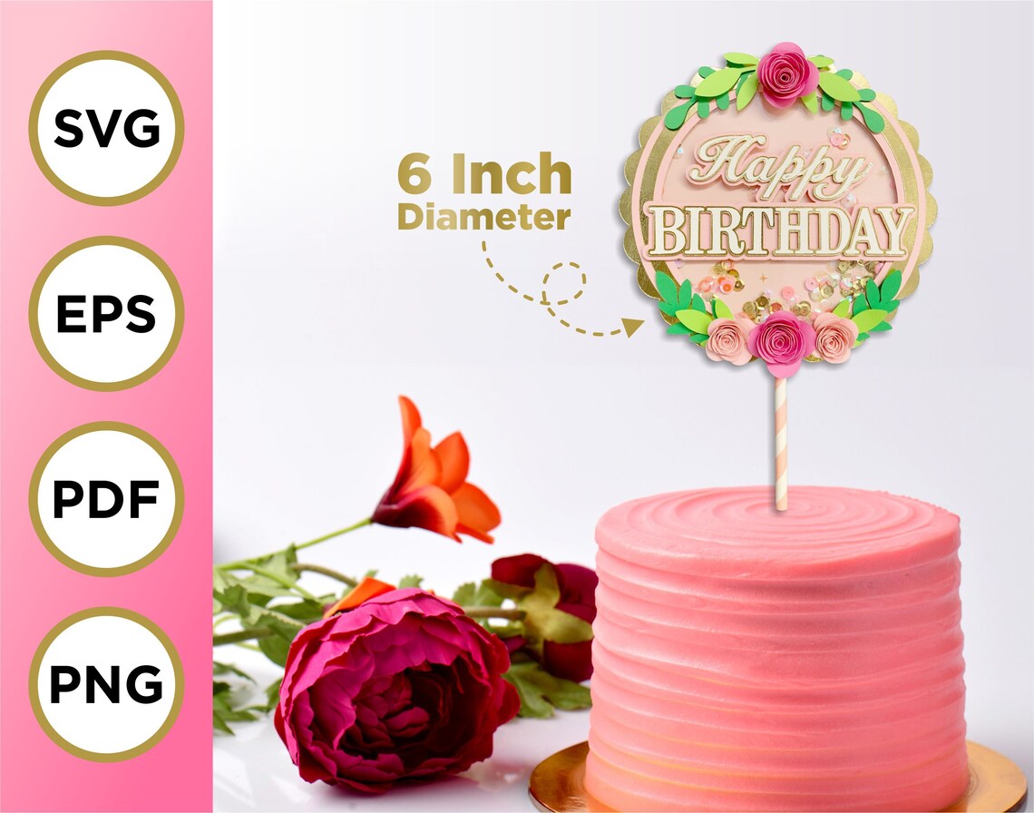Shaker Cake Topper SVG3D Flowercutout Filehappy - Etsy