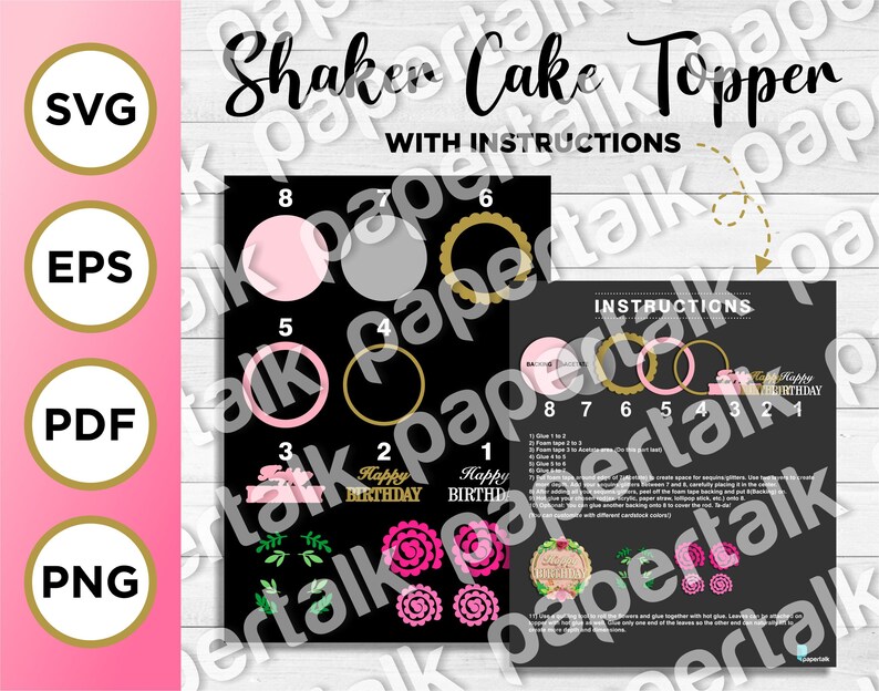 Shaker Cake Topper SVG3D Flowercutout Filehappy - Etsy