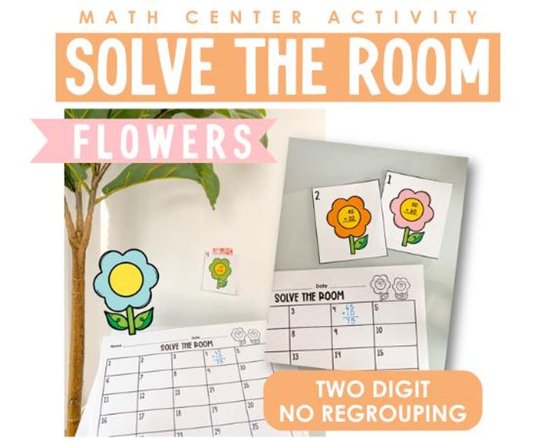 Solve the Room Flowers | Math Center Activity, Math Games, Interactive ...