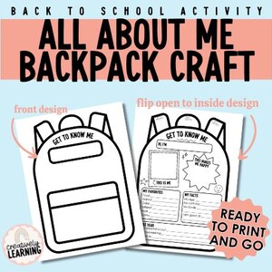 All About Me Backpack Craft Activity | Back to School, Get to Know Me ...
