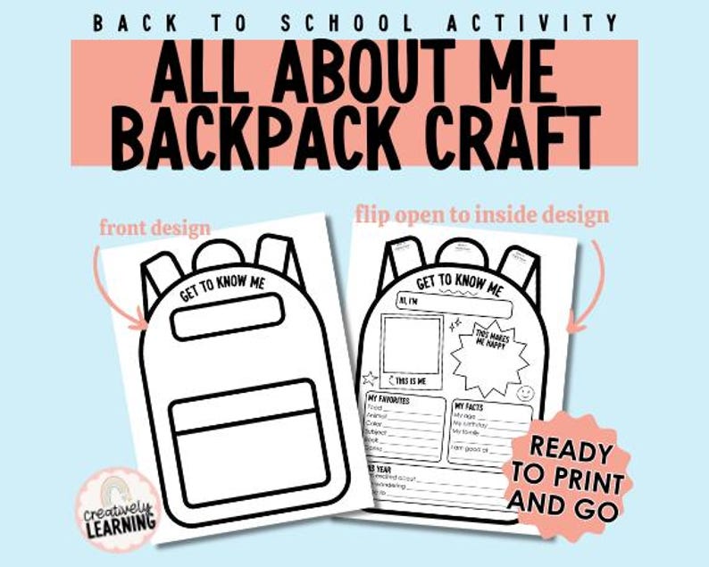 All About Me Backpack Craft Activity | Back to School, Get to Know Me ...