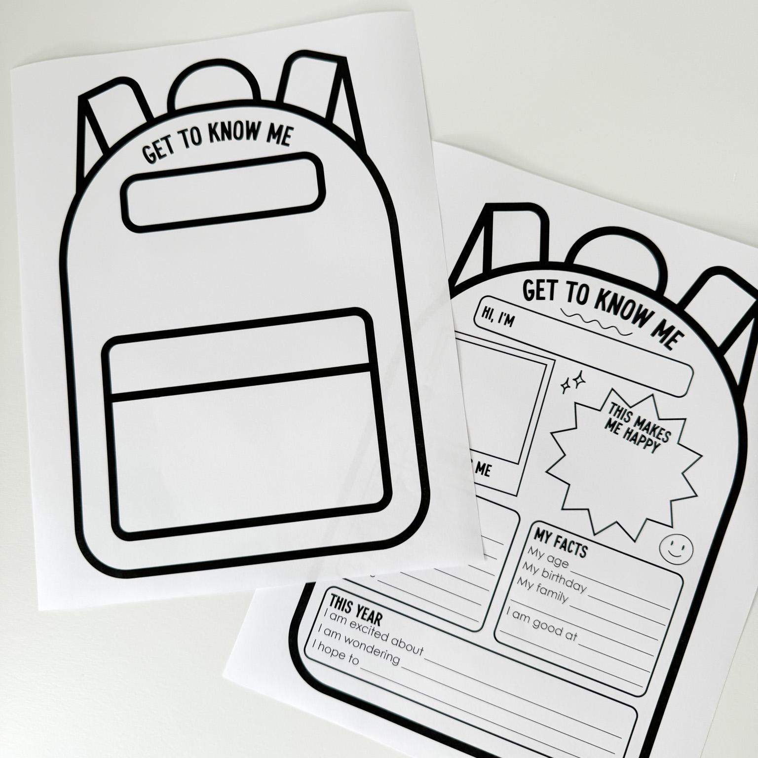 All About Me Backpack Craft Activity | Back to School, Get to Know Me ...