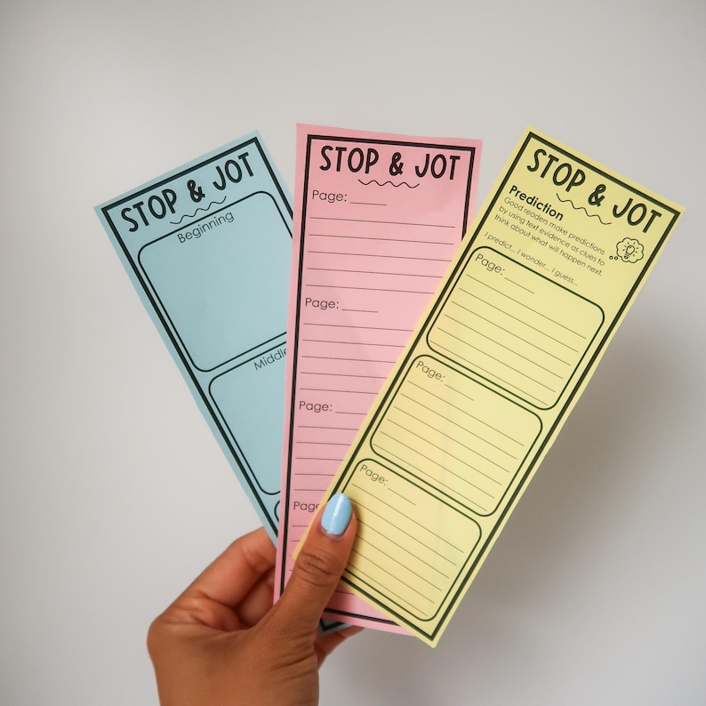 Stop and Jot Reading Bookmarks | Ready to Go Printable, Active Reading ...