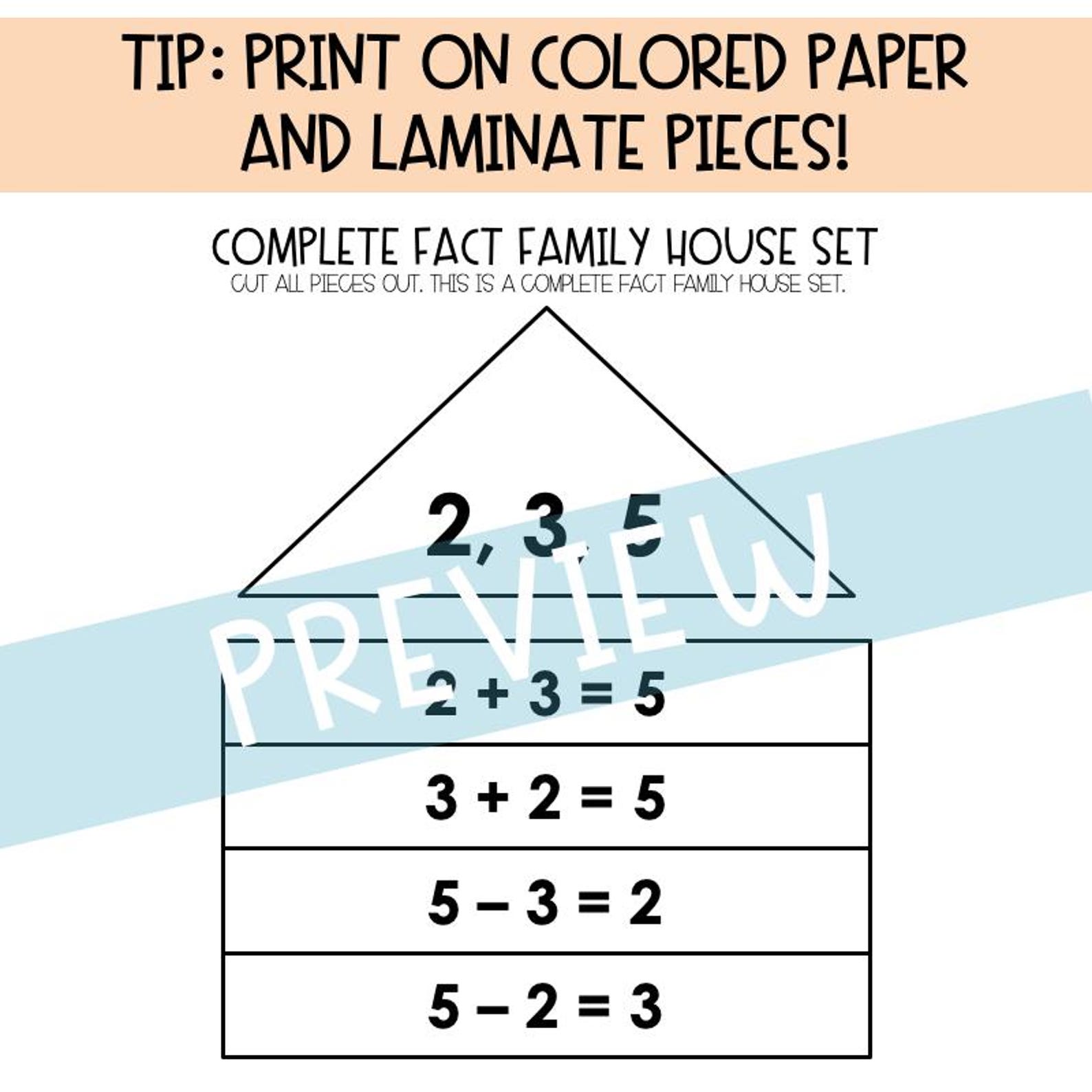 Fact Family Houses | Math Center Activity, Math Games, Interactive Math ...