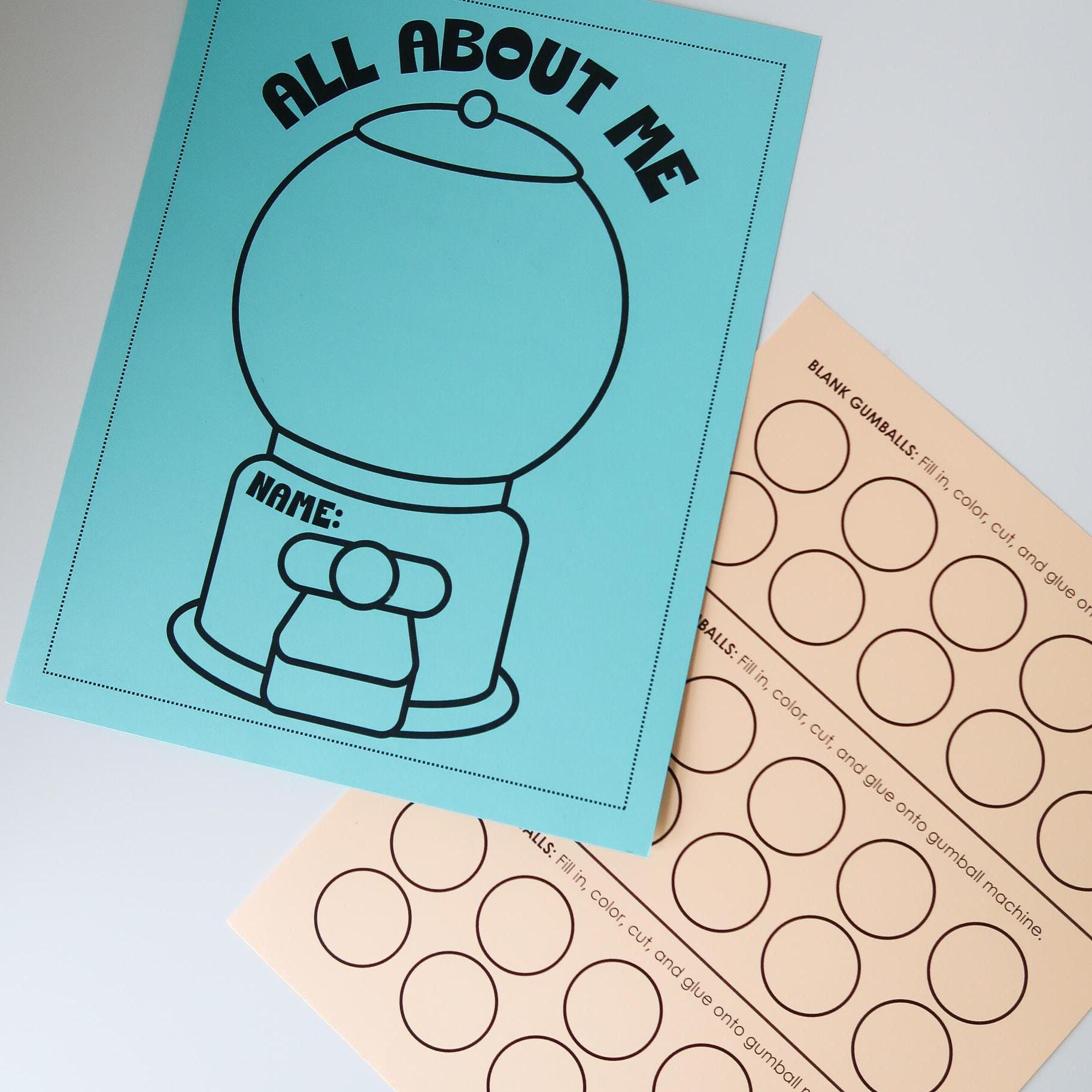 All About Me Gumball Machine Craft Activity Back to School, Get to Know ...
