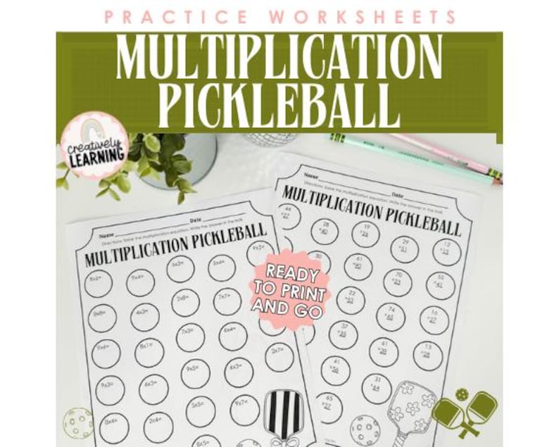 Multiplication Pickleball Worksheets | Printable Independent Math ...