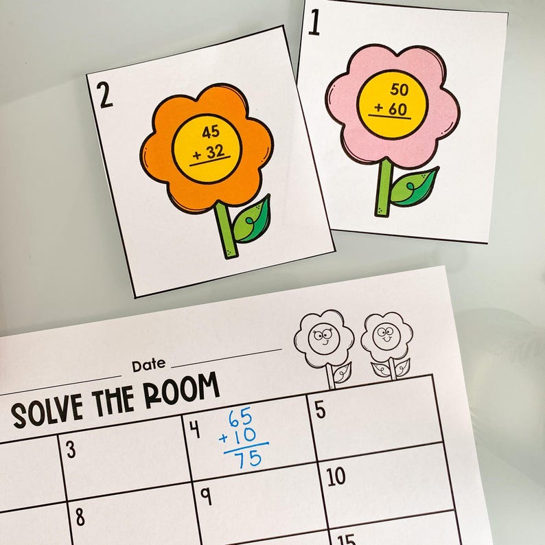 Solve the Room Flowers | Math Center Activity, Math Games, Interactive ...