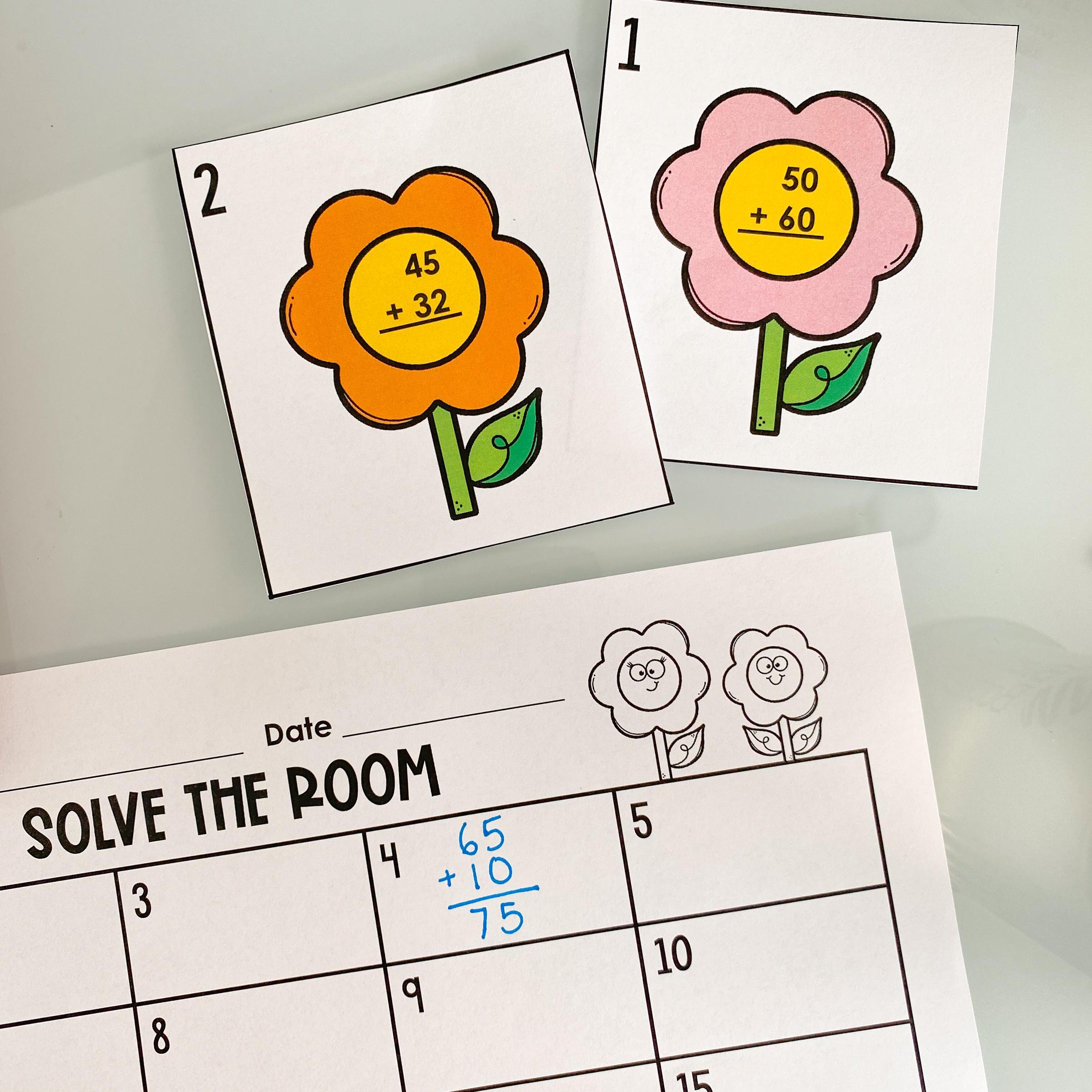 Solve the Room Flowers | Math Center Activity, Math Games, Interactive ...