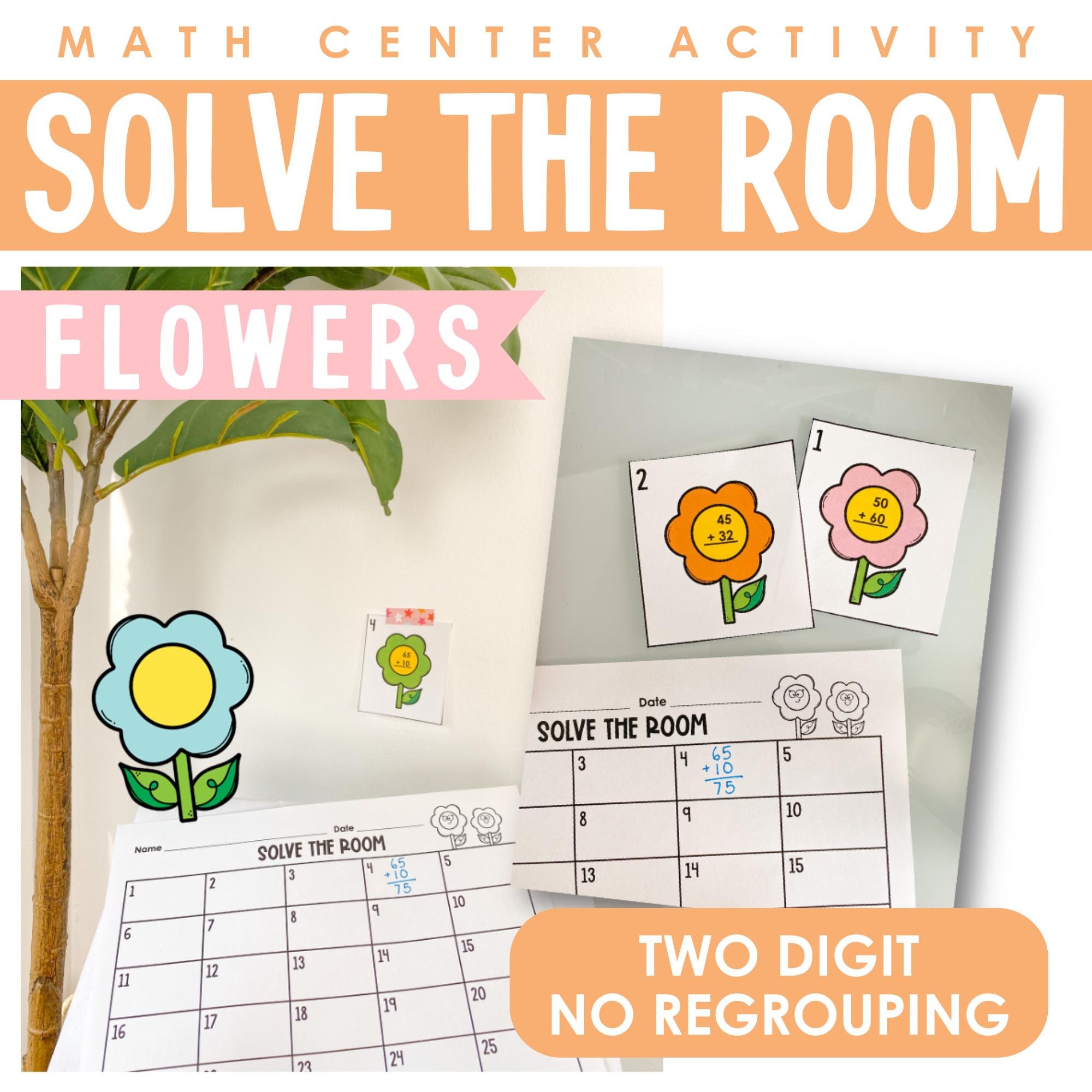 Solve the Room Flowers Math Center Activity, Math Games, Interactive ...