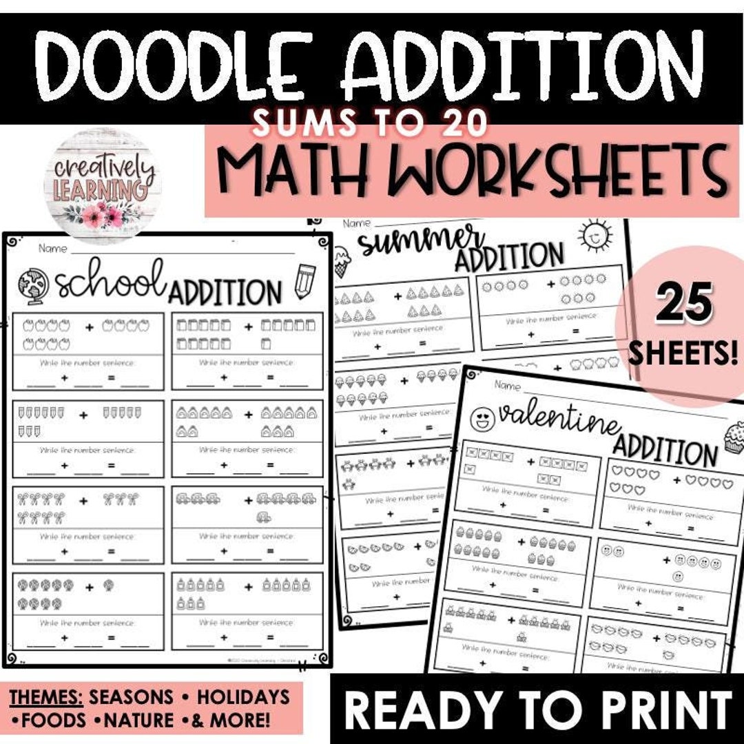 Doodle Addition Math Worksheets Math Centers, Math Games, Interactive ...