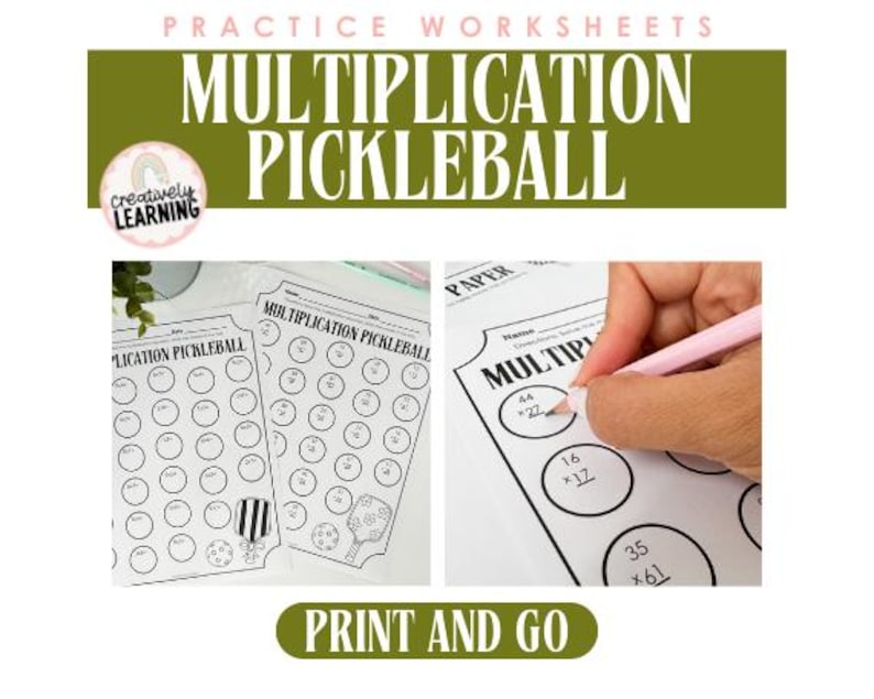 Multiplication Pickleball Worksheets | Printable Independent Math ...
