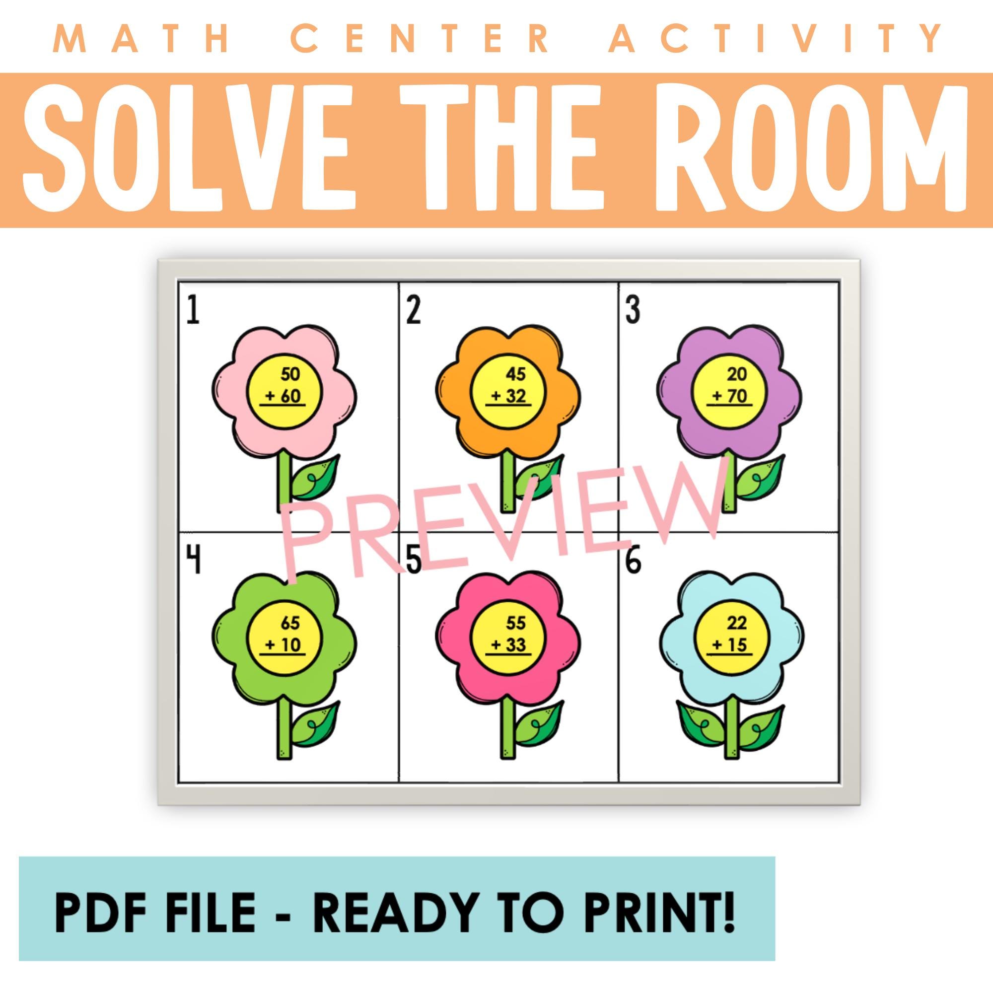 Solve the Room Flowers Math Center Activity, Math Games, Interactive ...