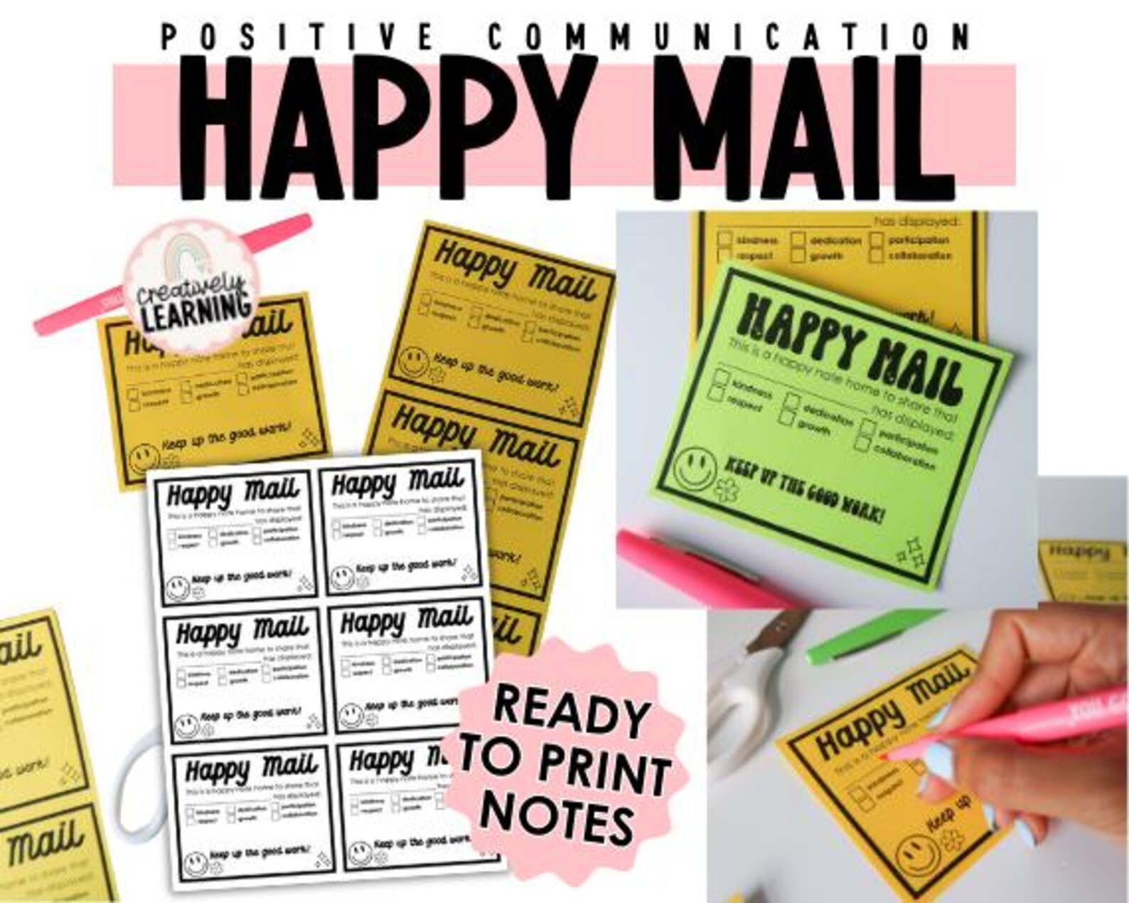 Happy Notes Home Printable | Ready to Print, Positive Family ...