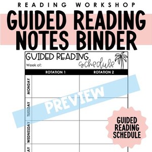 Guided Reading Notes Binder | Ready to Go, Schedules, Binder Cover ...