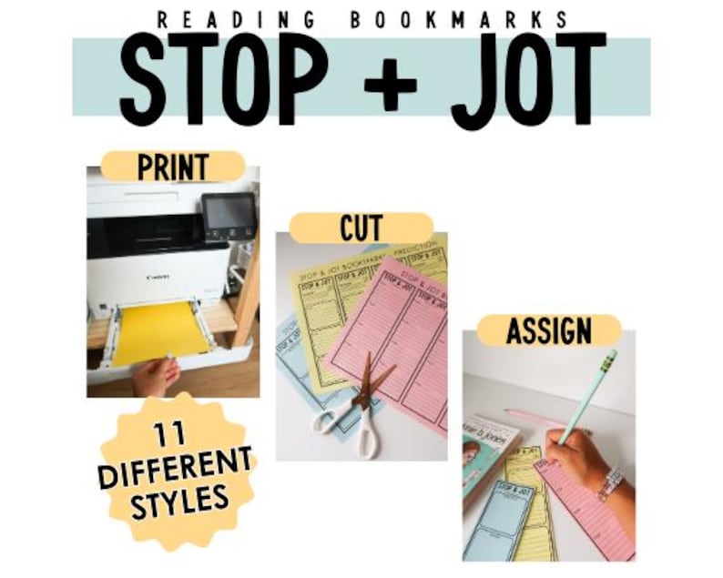 Stop and Jot Reading Bookmarks | Ready to Go Printable, Active Reading ...
