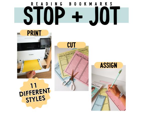 Stop and Jot Reading Bookmarks | Ready to Go Printable, Active Reading ...