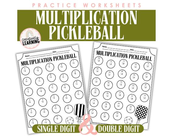 Multiplication Pickleball Worksheets | Printable Independent Math ...