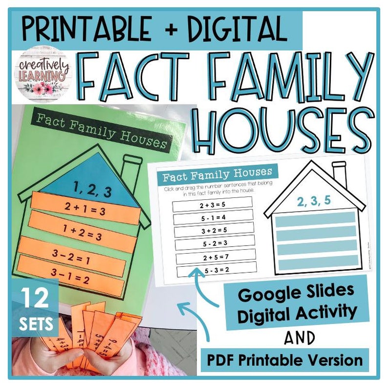 Fact Family Houses | Math Center Activity, Math Games, Interactive Math ...