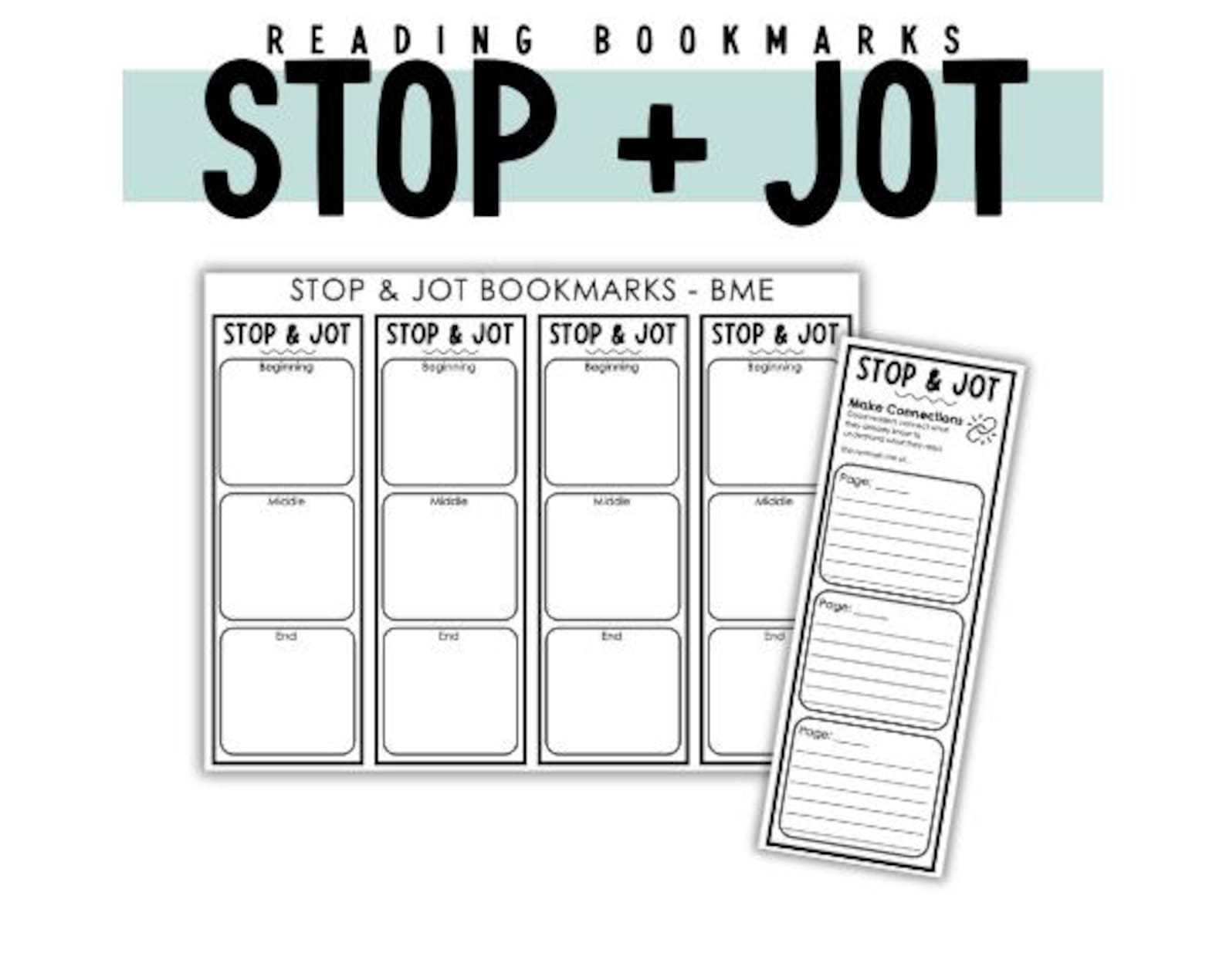 Stop and Jot Reading Bookmarks | Ready to Go Printable, Active Reading ...