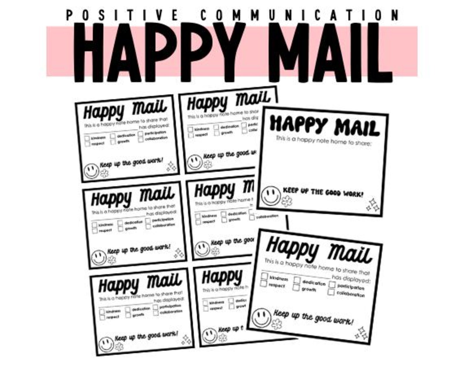 Happy Notes Home Printable | Ready to Print, Positive Family ...