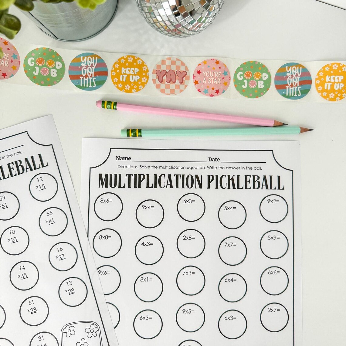 Multiplication Pickleball Worksheets | Printable Independent Math ...