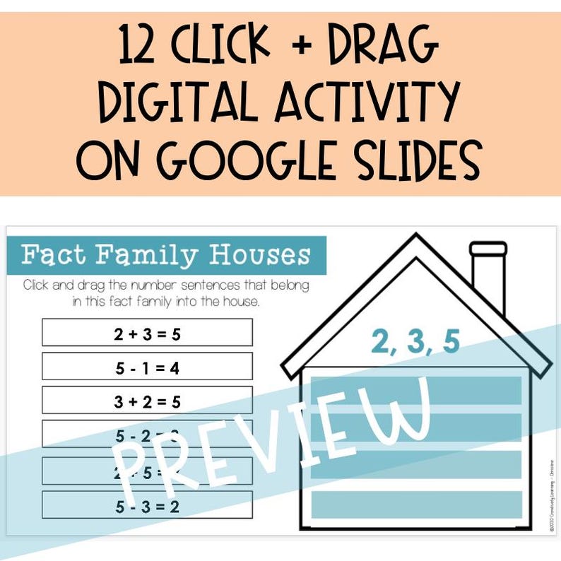 Fact Family Houses | Math Center Activity, Math Games, Interactive Math ...