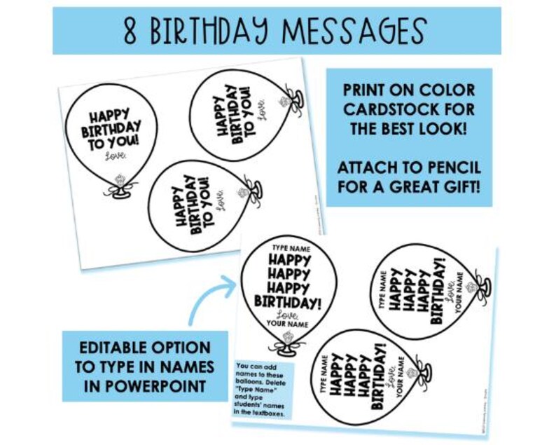 Birthday Balloon Cards | Classroom Tools, Teacher Ideas, Education ...