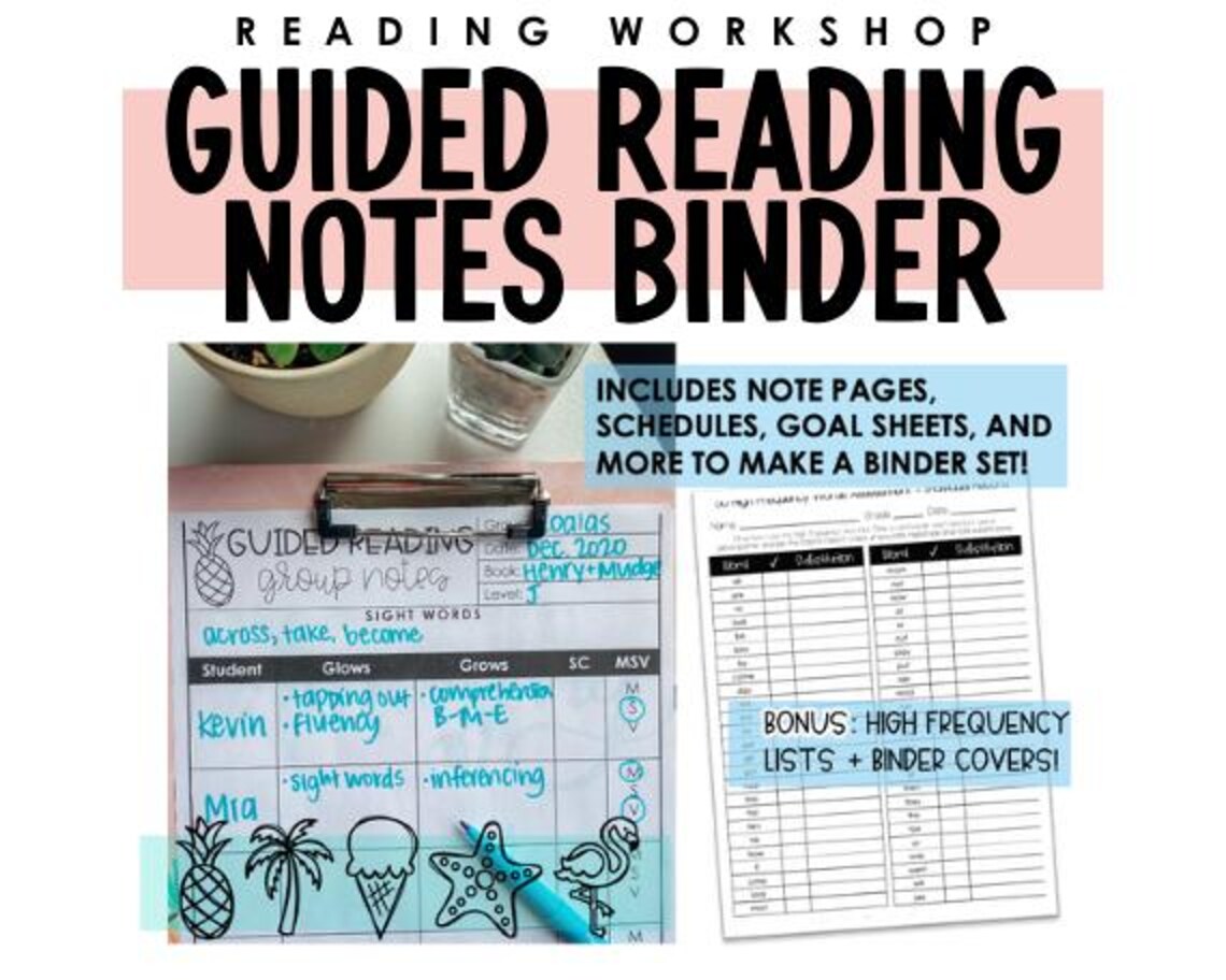 Guided Reading Notes Binder | Ready to Go, Schedules, Binder Cover ...
