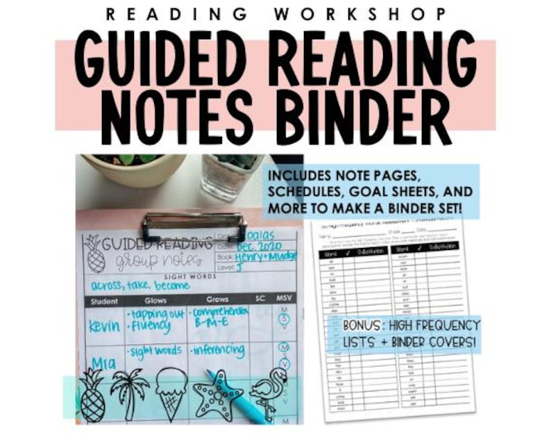 Guided Reading Notes Binder | Ready to Go, Schedules, Binder Cover ...