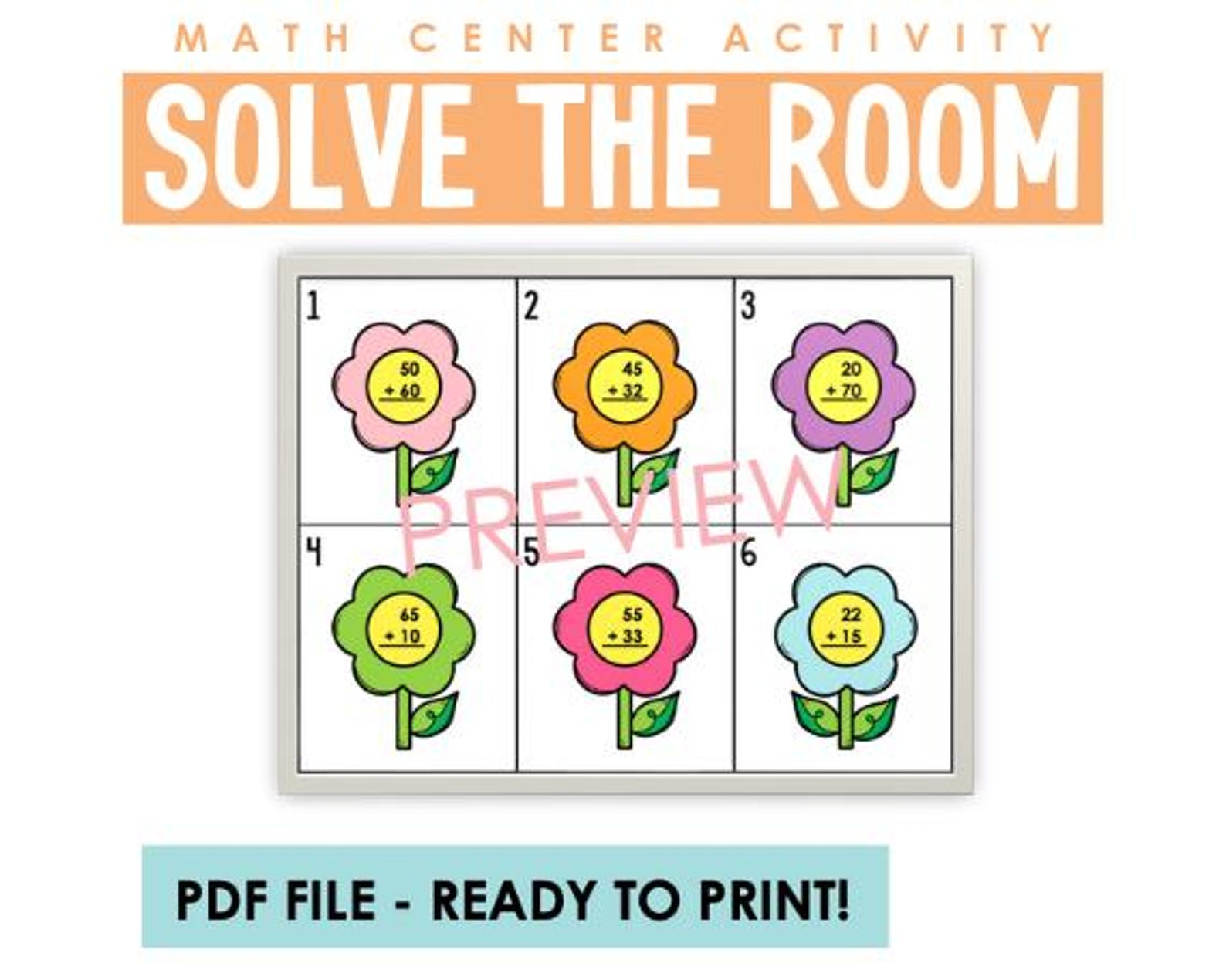 Solve the Room Flowers | Math Center Activity, Math Games, Interactive ...