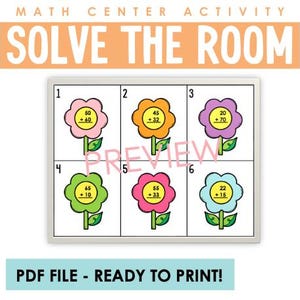 Solve the Room Flowers | Math Center Activity, Math Games, Interactive ...