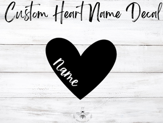 Heart Name Decal Heart Sticker for Tumblers Laptops Cars - Etsy