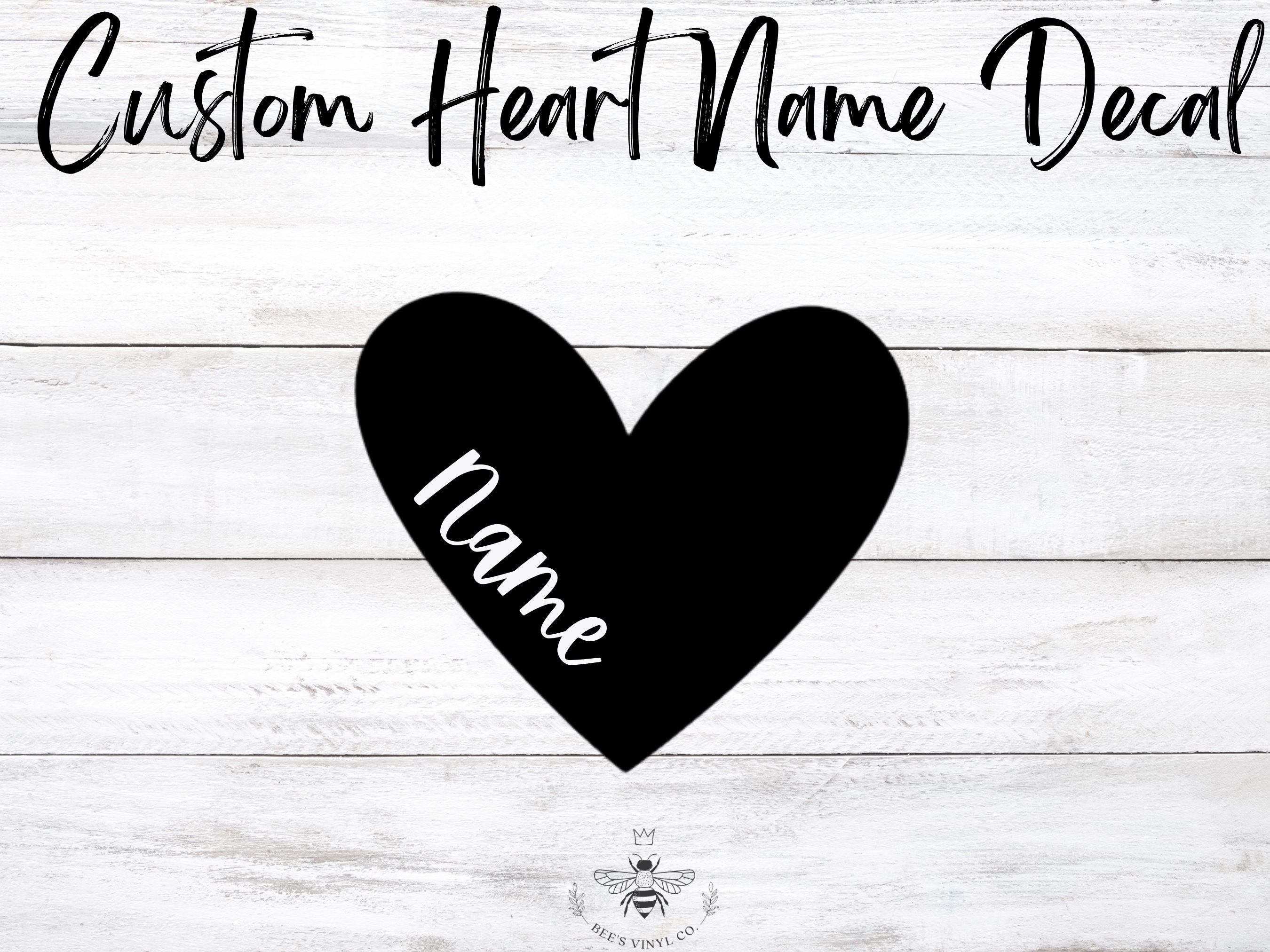 Heart Name Decal Heart Sticker for Tumblers Laptops Cars - Etsy