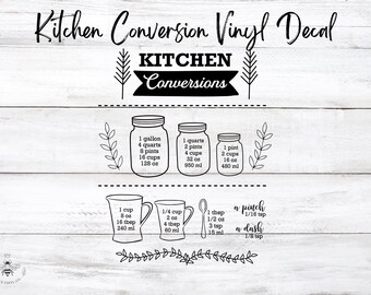 VINYL Kitchen Measurement Conversion Chart/decal Only/baking Conversion ...