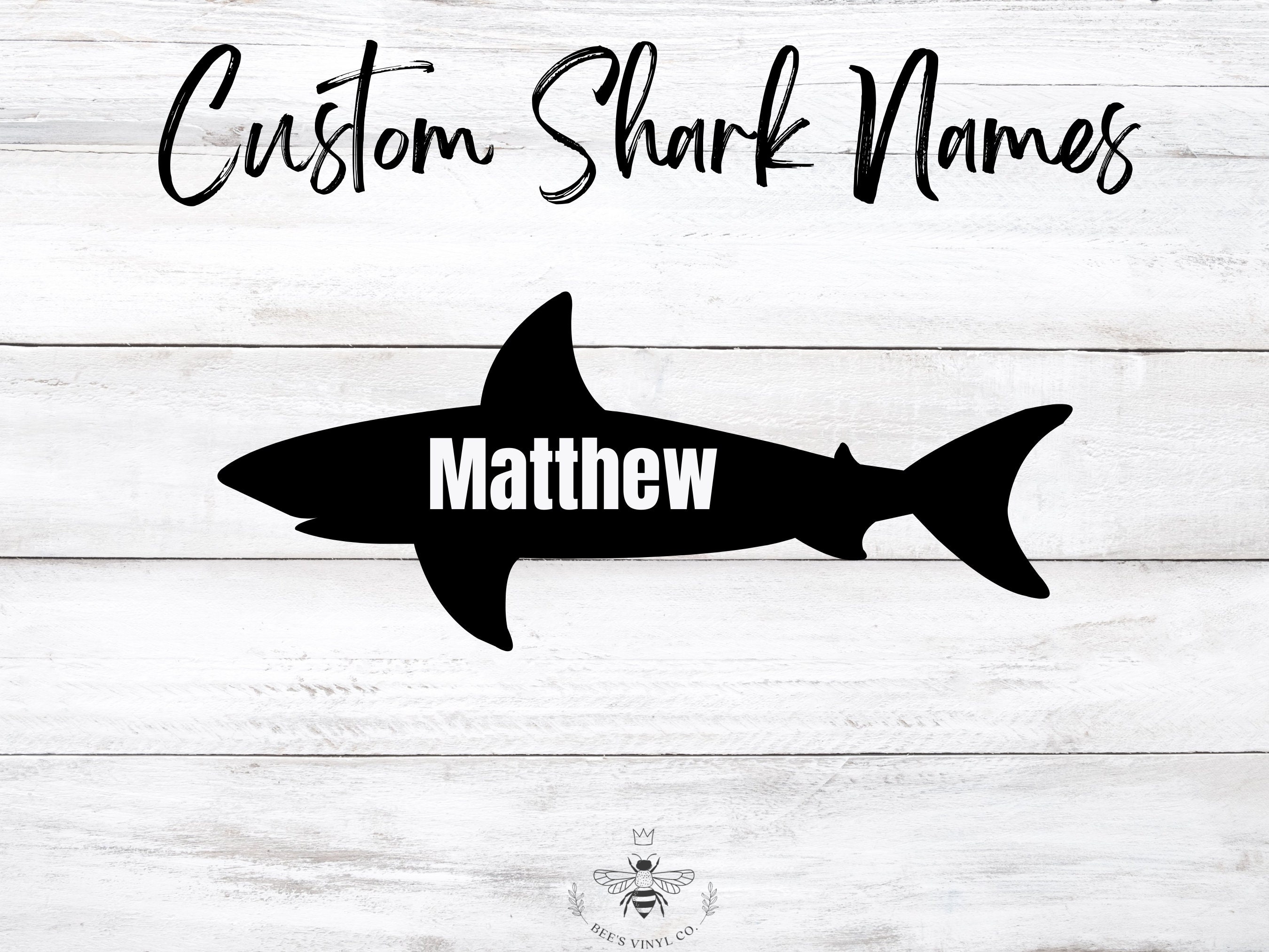 Custom Shark Name Decal Choose Your Font Color and Size - Etsy