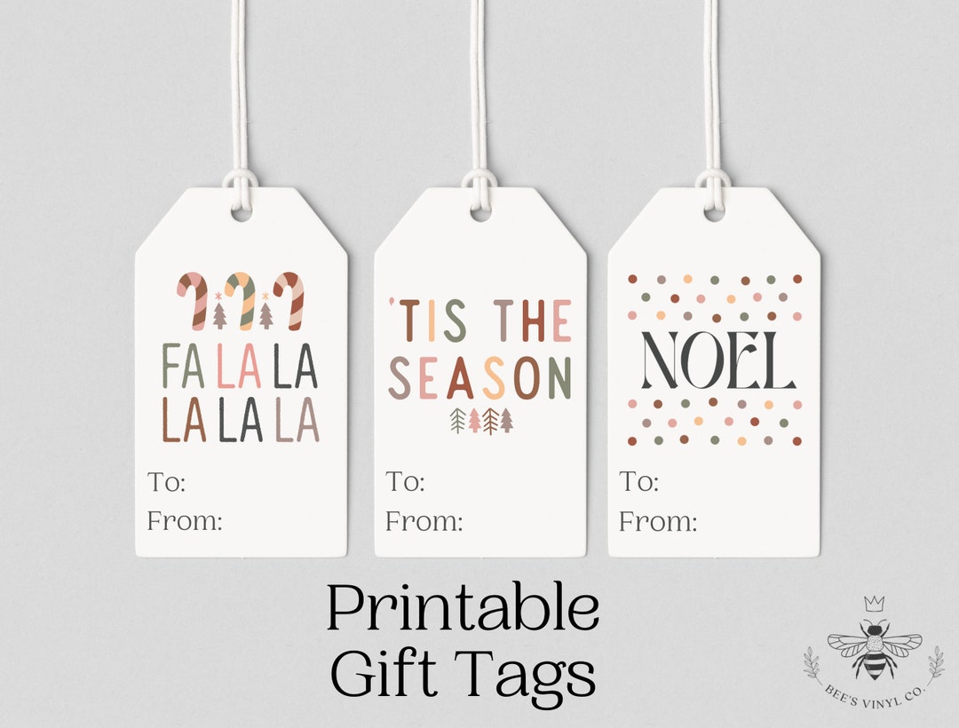 Boho Printable Gift Tag for Christmas - Print at Home Gift Tags for ...
