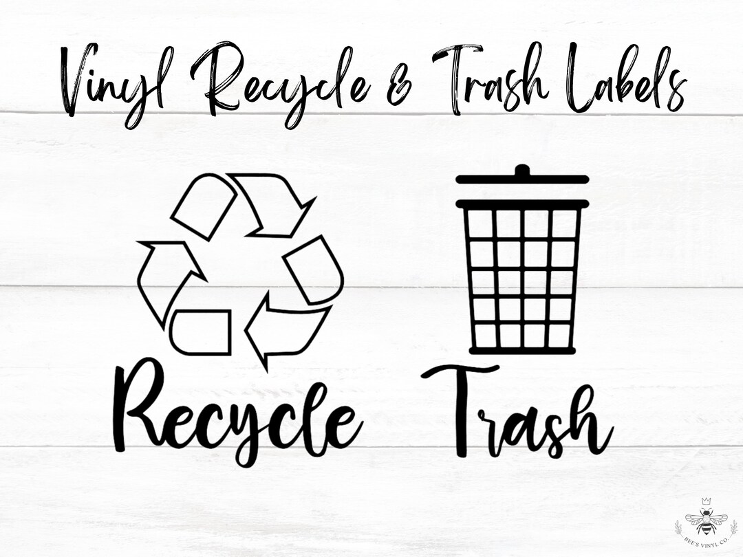 Recycle and Trash Can Labels, Vinyl Stickers for Garbage and Recycle ...