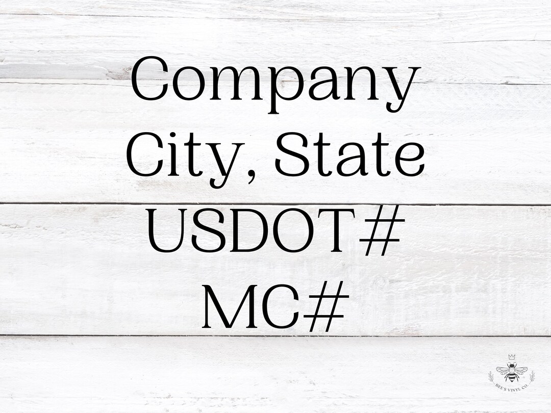 Custom Truck Lettering Decal - Meets USDOT Requirements - Work Truck ...