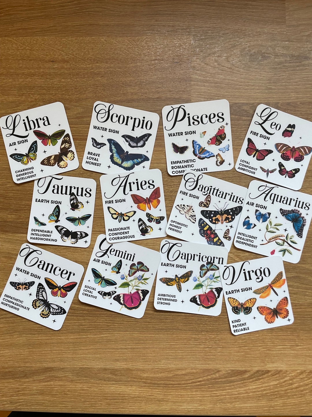 Zodiac Sign Stickers, Butterfly Astrology Horoscope Sign Vinyl Stickers ...