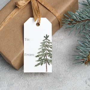 Watercolor Christmas Tree Printable Gift Tag for Christmas - Print at ...