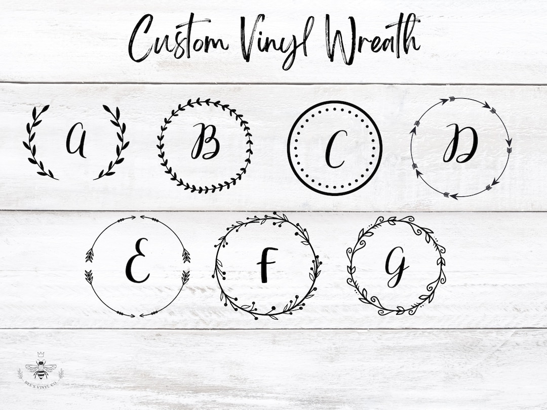 Custom Vinyl Wreath Decal - Choose Your Design, Font, Size, Color! Last ...