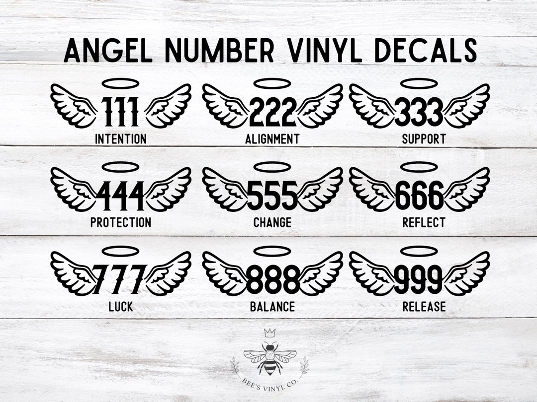 Angel Numbers Vinyl Decal - Choose Your Number, Color, and Size ...