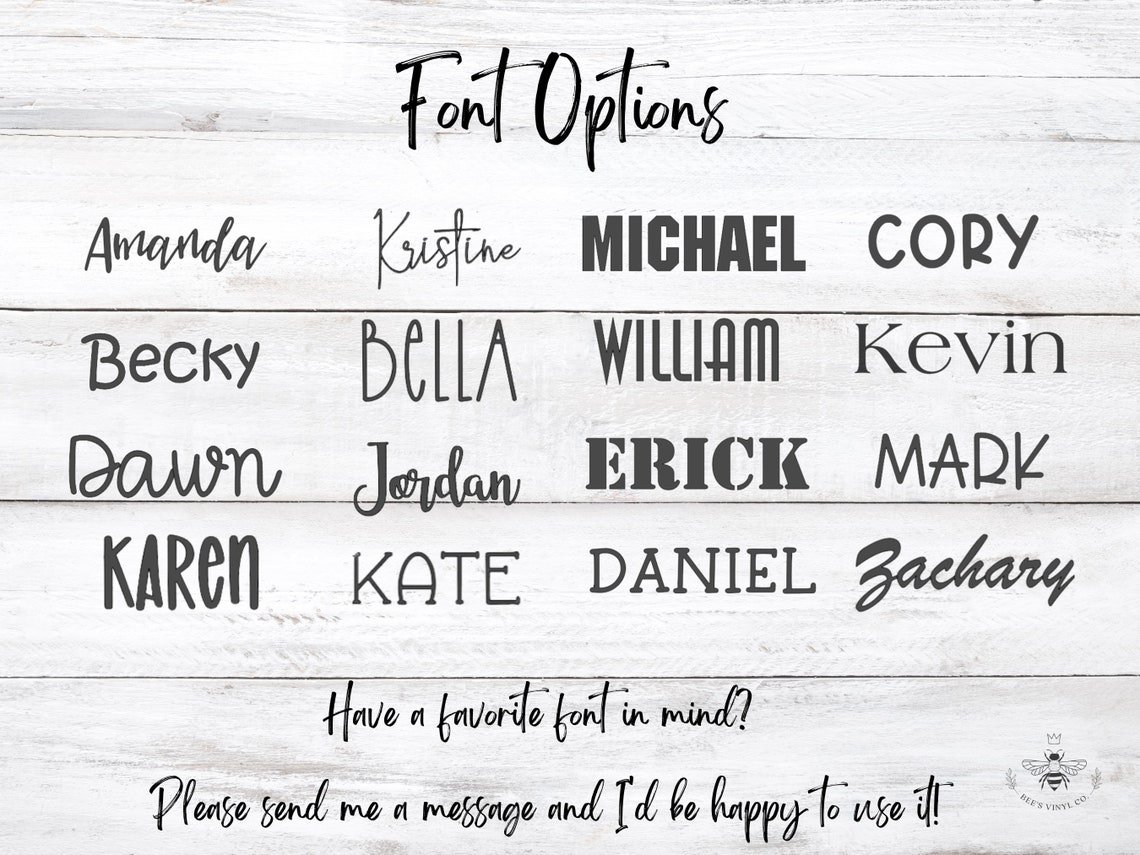 Custom Vinyl Text Decal FREE SHIPPING Choose Your Font - Etsy